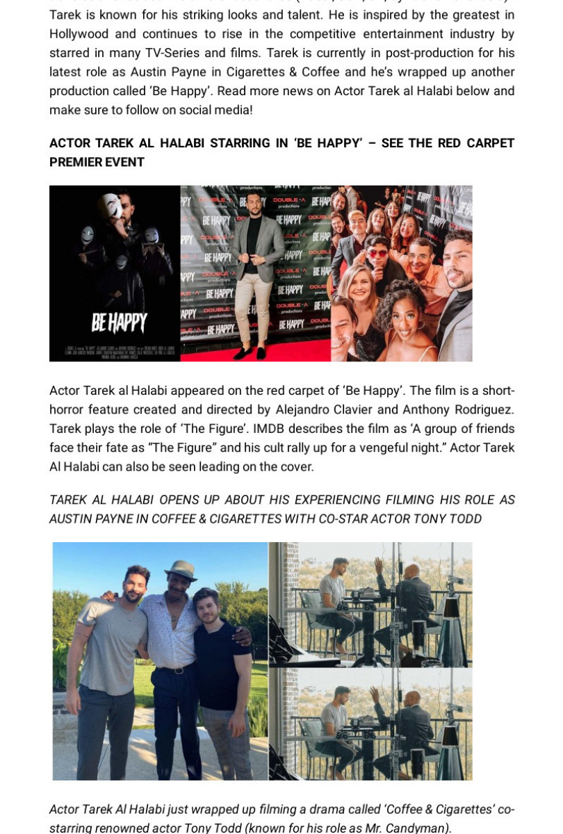 Hollywood News Exclusive: Multi-Dimensional Actor Tarek al Halabi ...