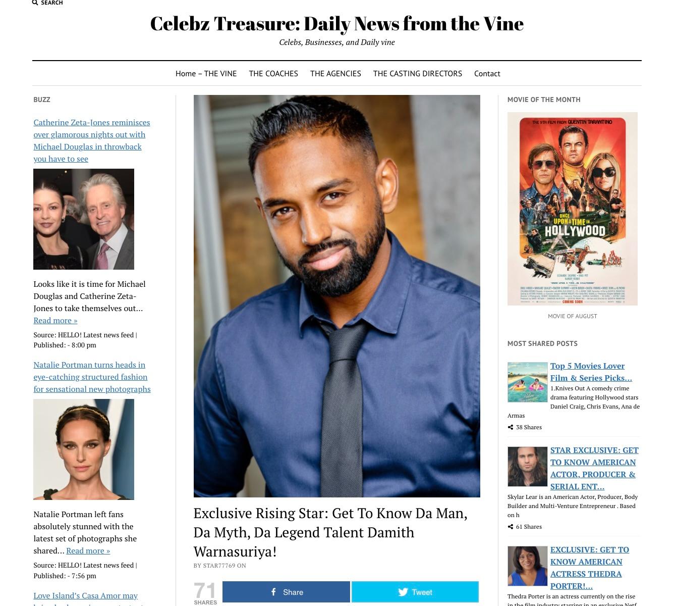 Hollywood News: Latest on Multi-Dimensional Rising Actor Damith ...