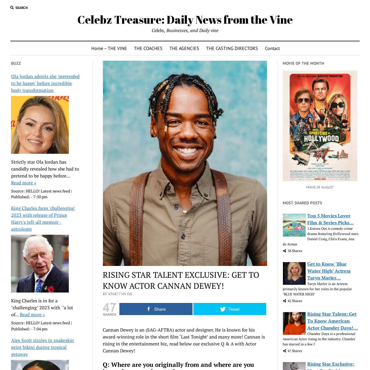 ENTERTAINMENT EXCLUSIVE: The Latest News On Actor Canaan Dewey! - Starz ...