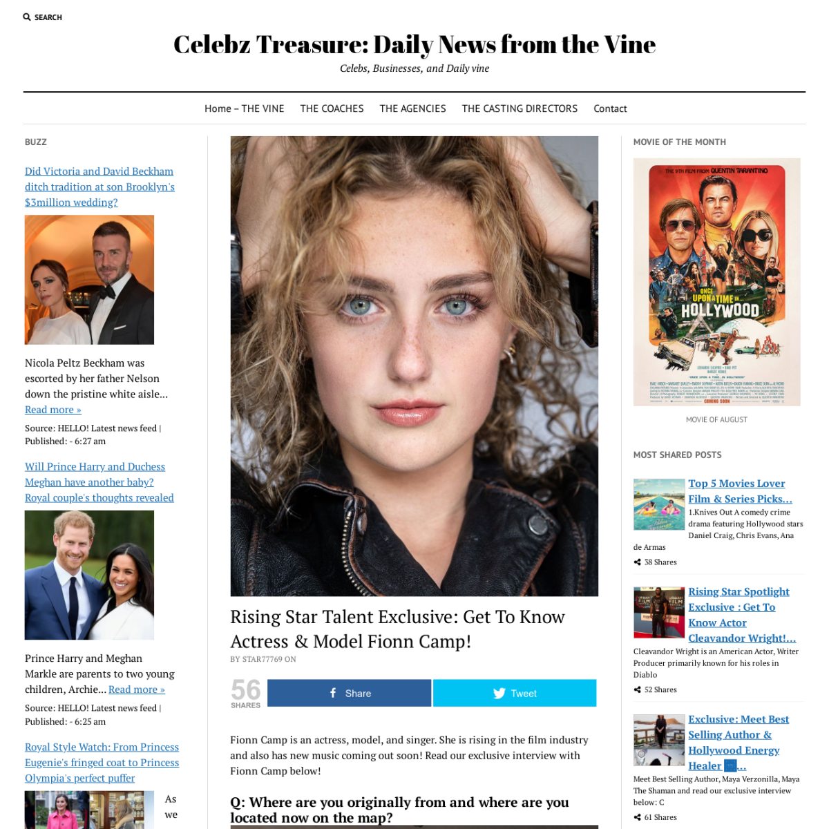 Hollywood Rising Talent: Latest News on American Actress Fionn Camp ...