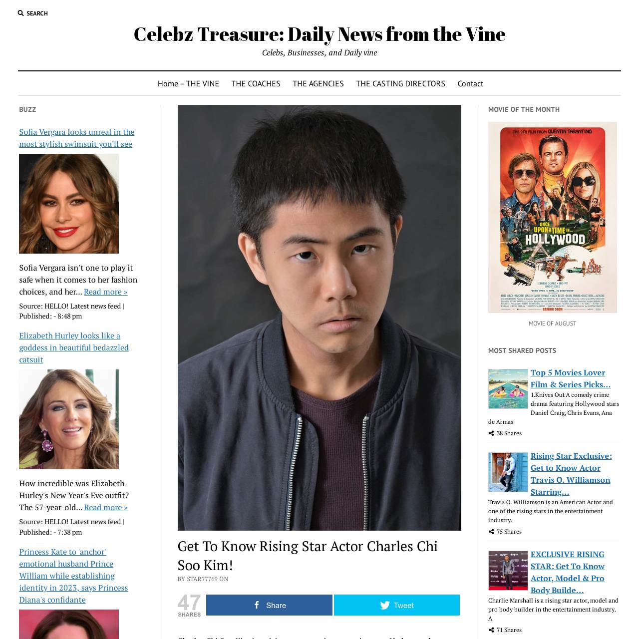 Entertainment Exclusive: Latest News on Actor Charles Chi Soo Kim ...