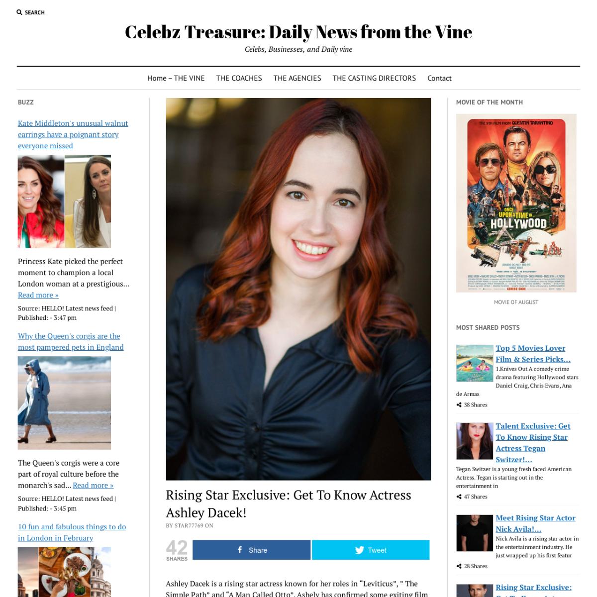 Hollywood News: Latest on Actress Ashley Dacek! - Starz Treasure ...