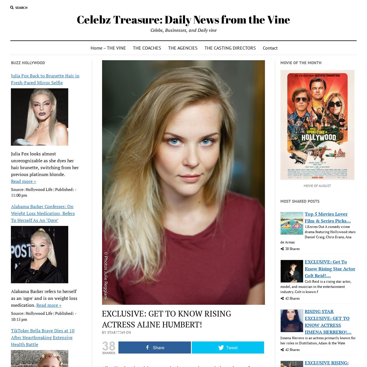 Hollywood News: Actress Aline Humbert & Latest Films